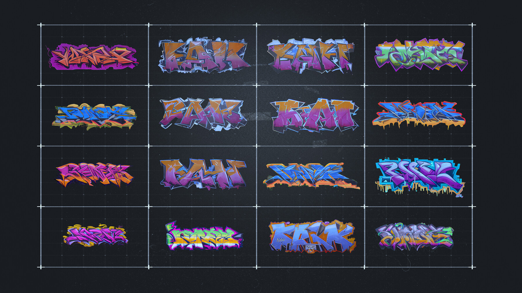 ArtStation - 52 Cyberpunk Graffiti Overlays Vol 1 | Artworks