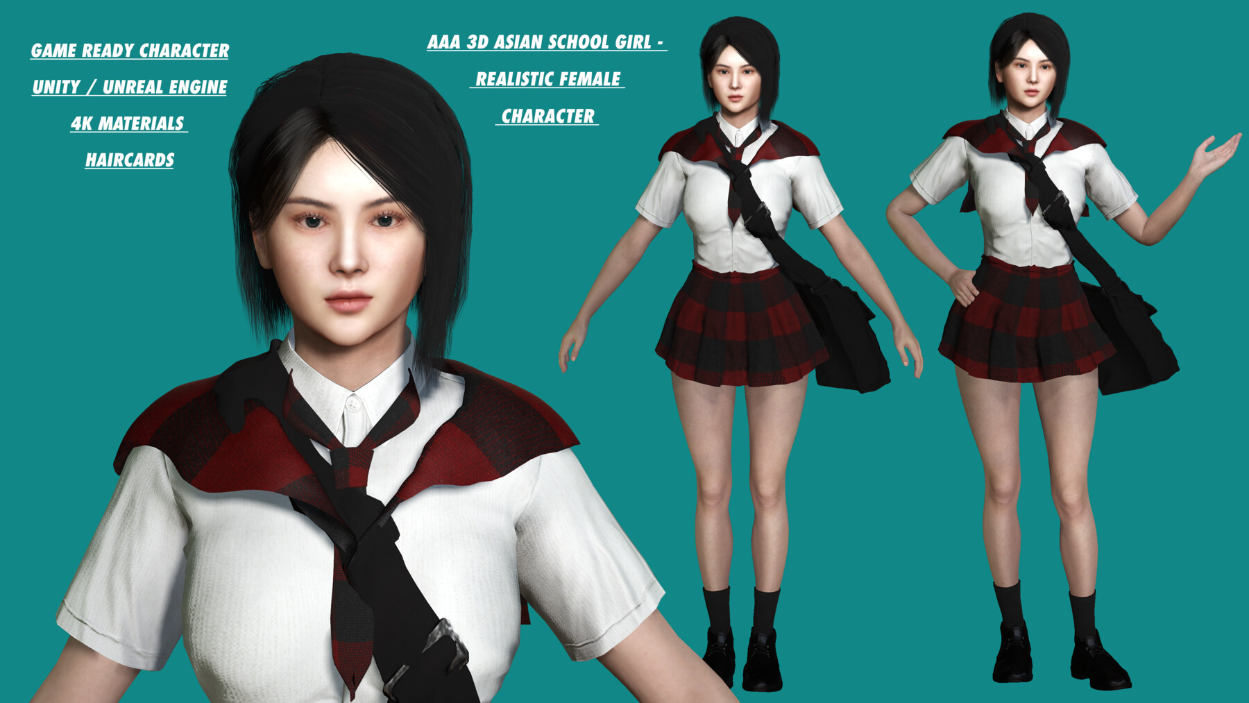 ArtStation - AAA 3D ASIAN SCHOOL GIRL - REALISTIC GAME READY CHARACTER ...