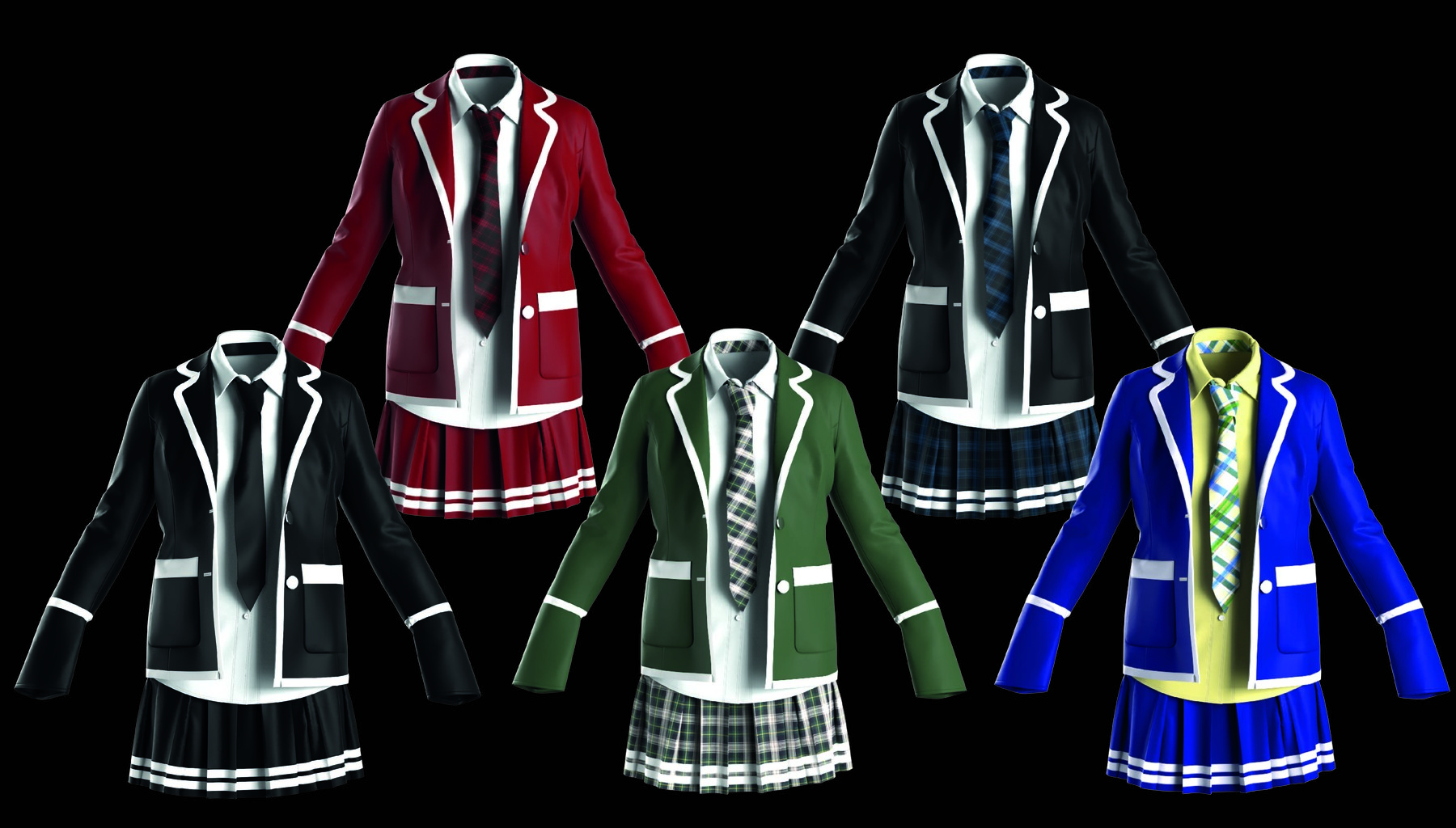 ArtStation - +3 School uniform Pack (+ CLO3D,Marvelouse designer files ...