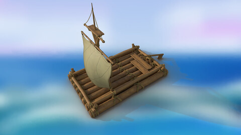 ArtStation - Wooden stylized raft PBR low-poly game ready Low-poly 3D ...