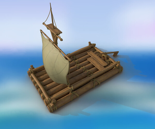 ArtStation - Wooden stylized raft PBR low-poly game ready Low-poly 3D ...