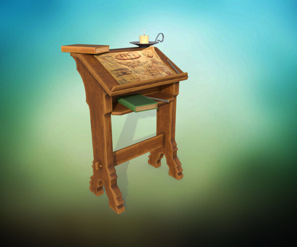 ArtStation - stylized fantasy rack shelf for books and blueprints PBR ...