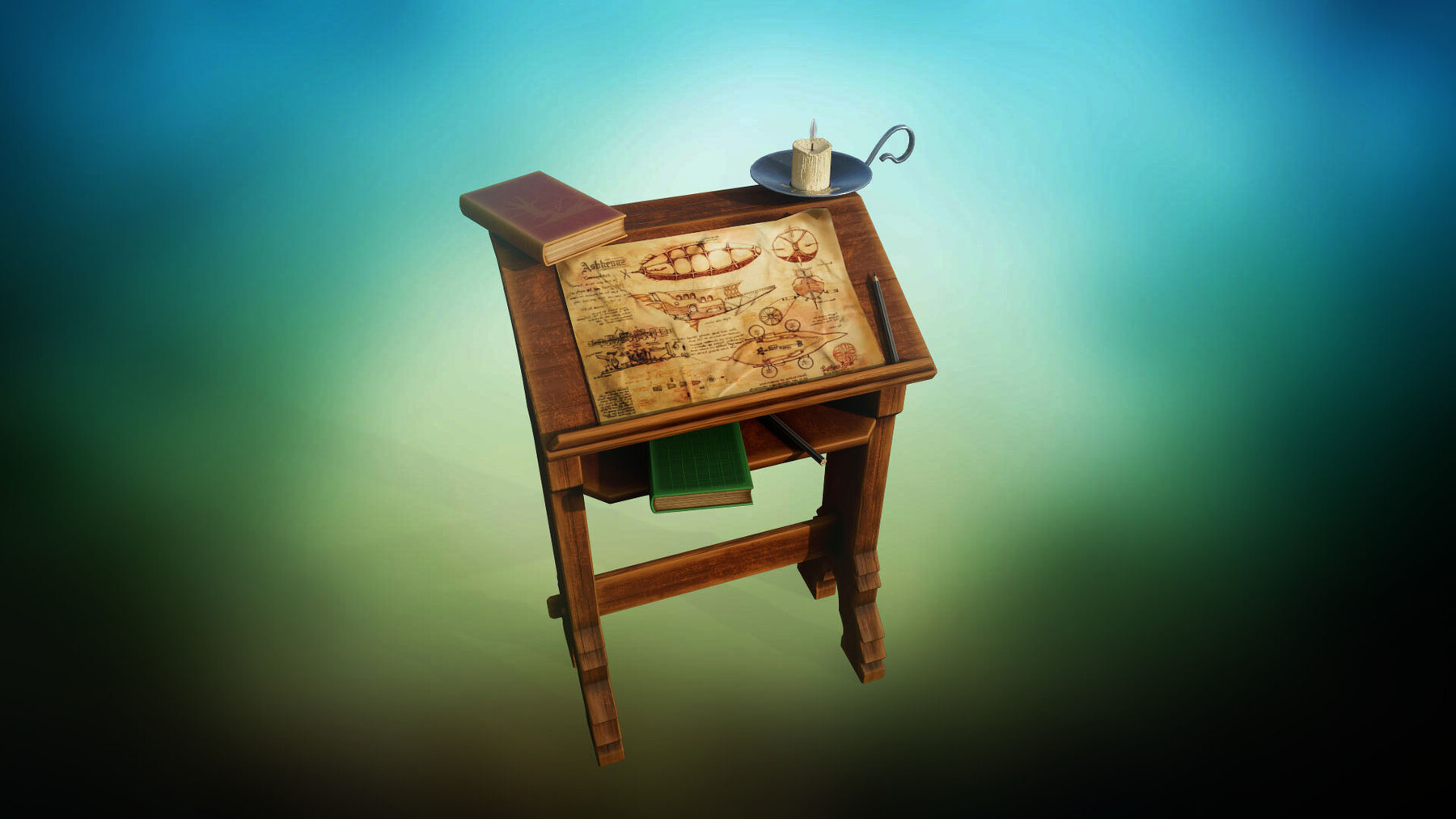 ArtStation - stylized fantasy rack shelf for books and blueprints PBR ...