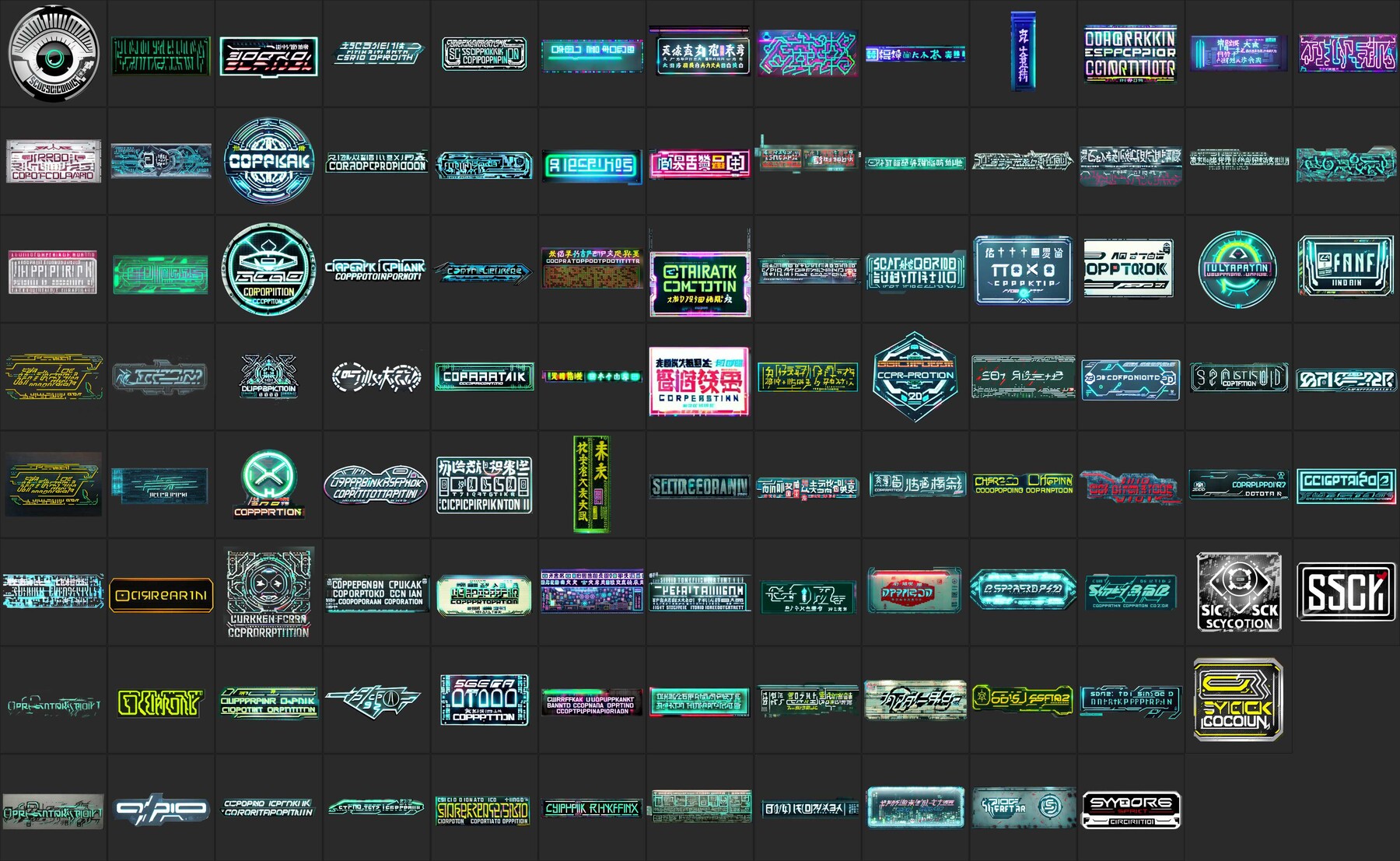 ArtStation - 100 Sci-Fi Cyberpunk Decal Maps Bundle | Game Assets
