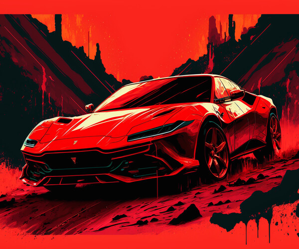 ArtStation - Ferrari Roma Red Poster | Artworks