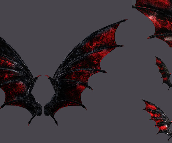 ArtStation - Dark Demon Wings Evil game ready or print | Game Assets