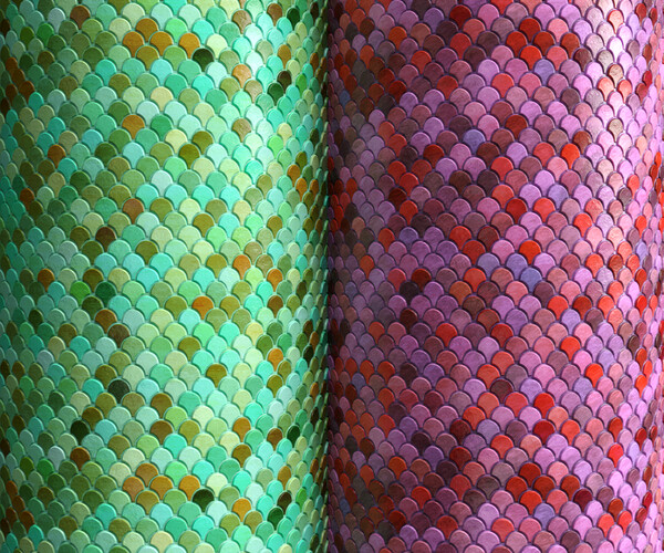 ArtStation - Materials 19- Fish scale tiles PBR, Seamless, Sbsar ...