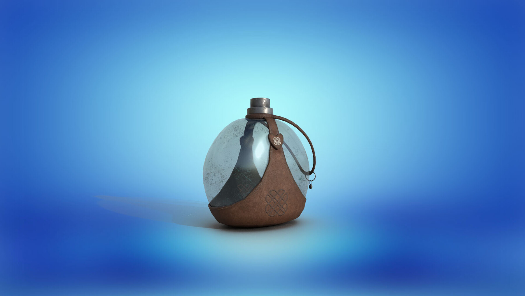 ArtStation - Flask bottle in leather case PBR low-poly game ready 3D ...