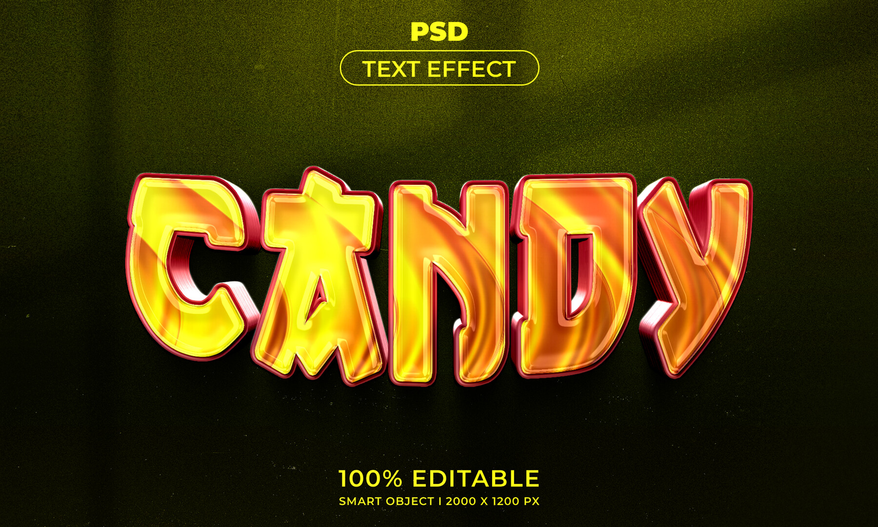 ArtStation - 3D Candy PSD fully editable text effect. Layer style PSD ...