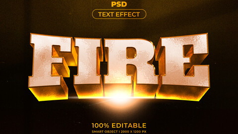 ArtStation - 3D Fire PSD fully editable text effect. Layer style PSD ...