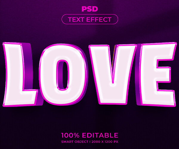 ArtStation - 3D Love PSD fully editable text effect. Layer style PSD ...