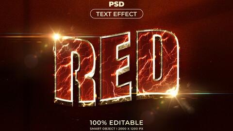 ArtStation - 3D Red PSD fully editable text effect. Layer style PSD ...