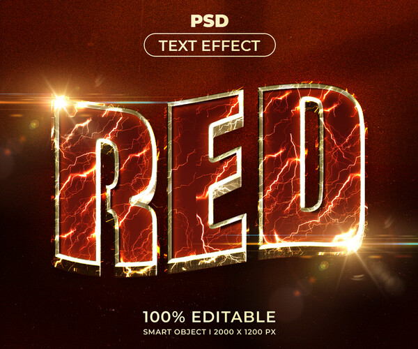 ArtStation - 3D Red PSD fully editable text effect. Layer style PSD ...