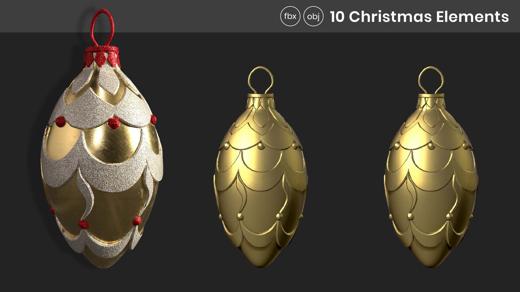 ArtStation - 10 Christmas Ornaments | Game Assets