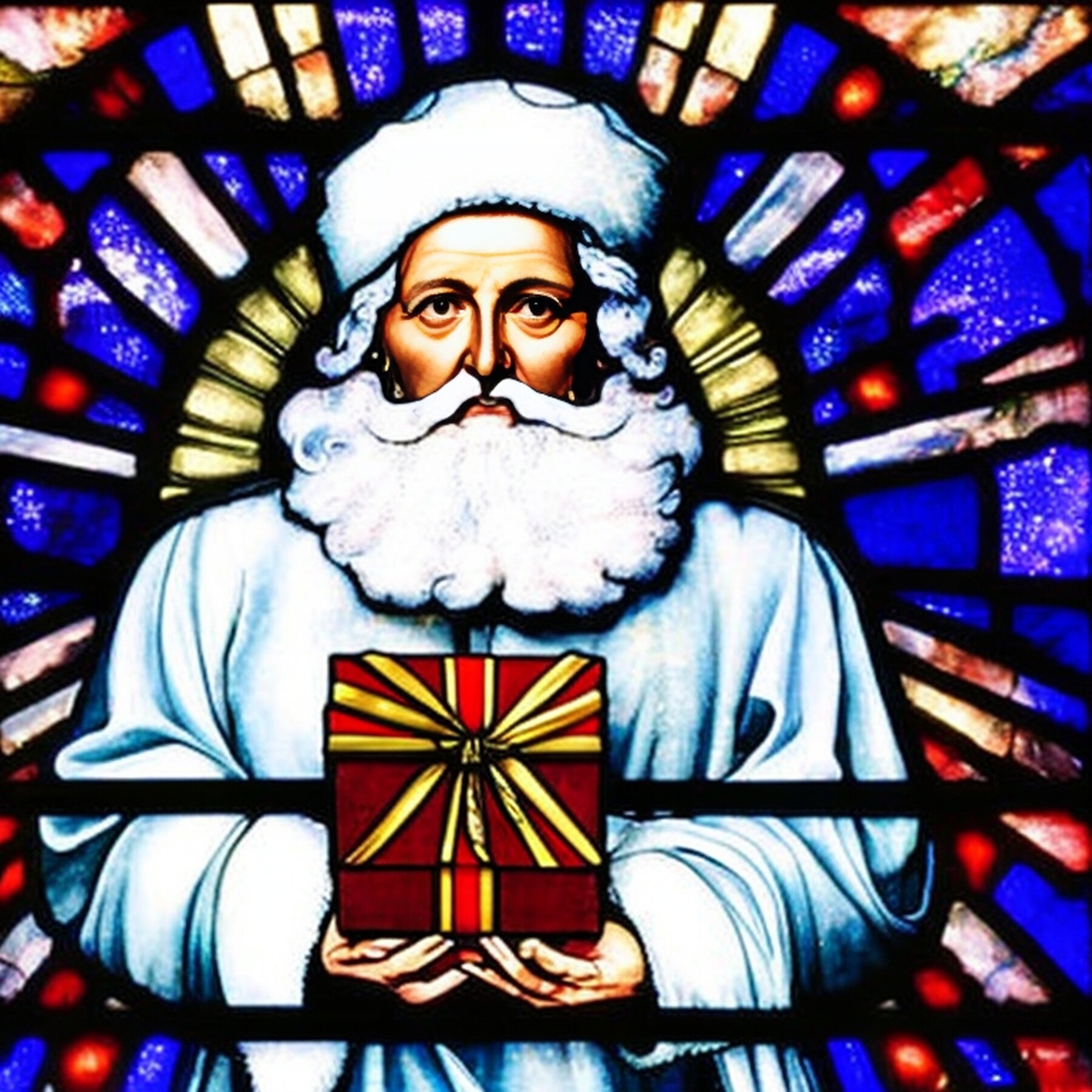 ArtStation - Stained glass / vitrage Santa Clause with present box ...