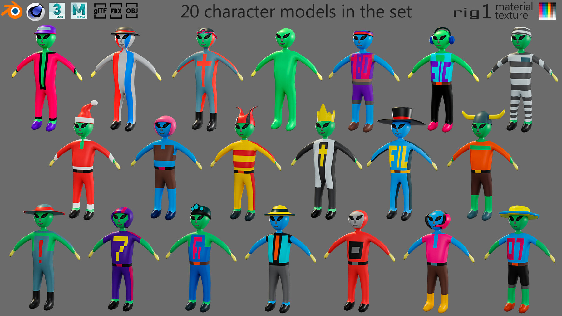 ArtStation - Cartoon characters-3 aliens | Game Assets