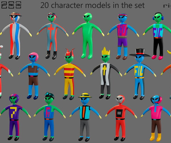 ArtStation - Cartoon characters-3 aliens | Game Assets
