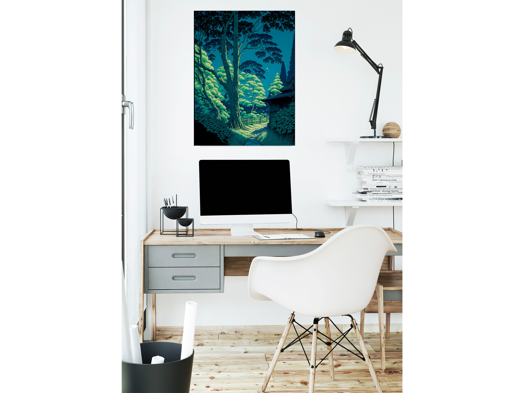 ArtStation - Japanese night forest woodblock print digital art | Artworks