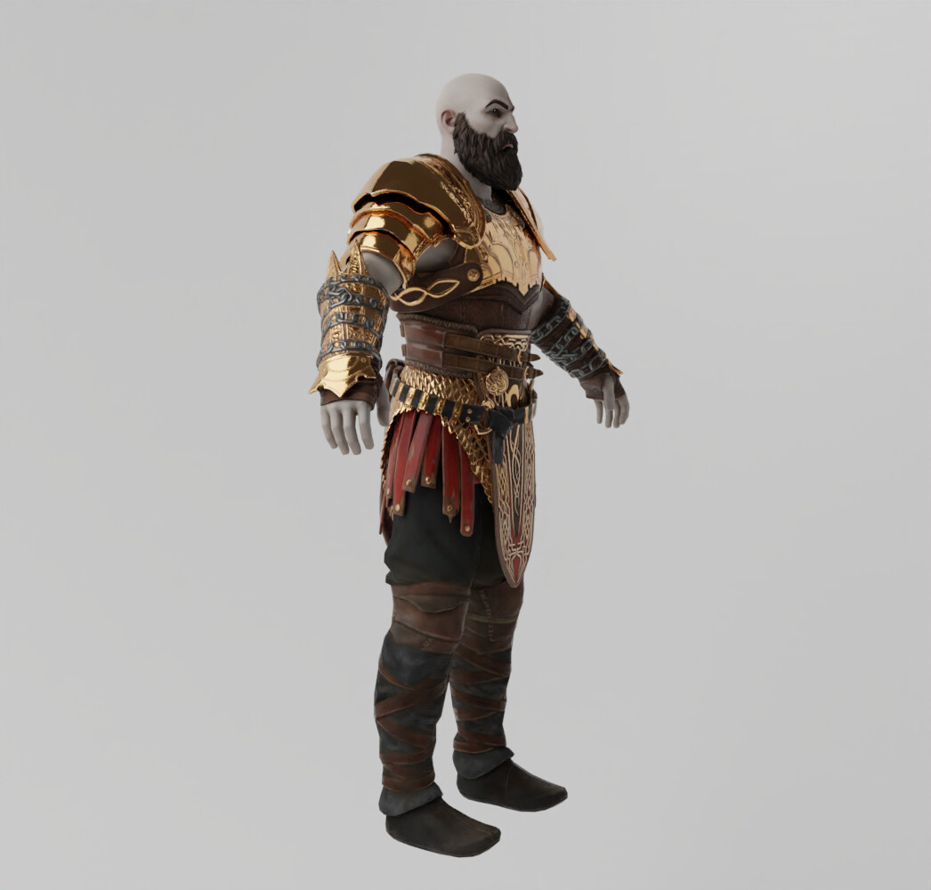 ArtStation - Kratos Golden Armor Lowpoly Rigged | Resources