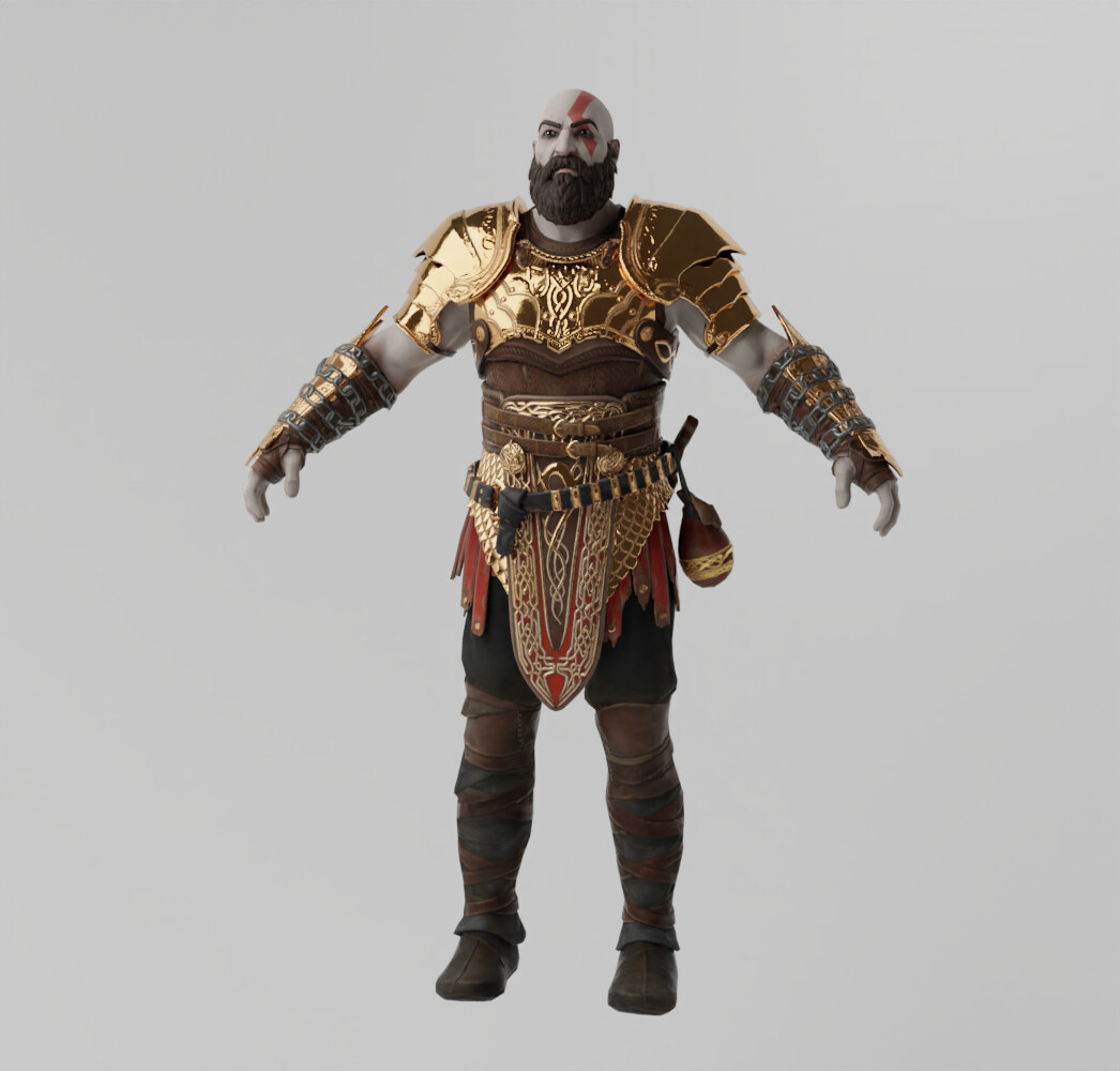 ArtStation - Kratos Golden Armor Lowpoly Rigged | Resources