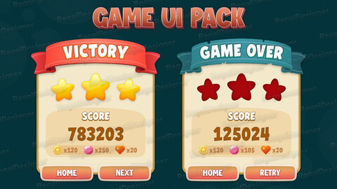 ArtStation - Game UI Kit In Cartoon Style | Game Assets