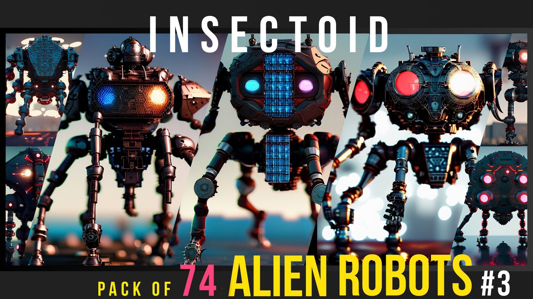 ArtStation - Alien insectoid robots race (pack #3: 74 characters ...