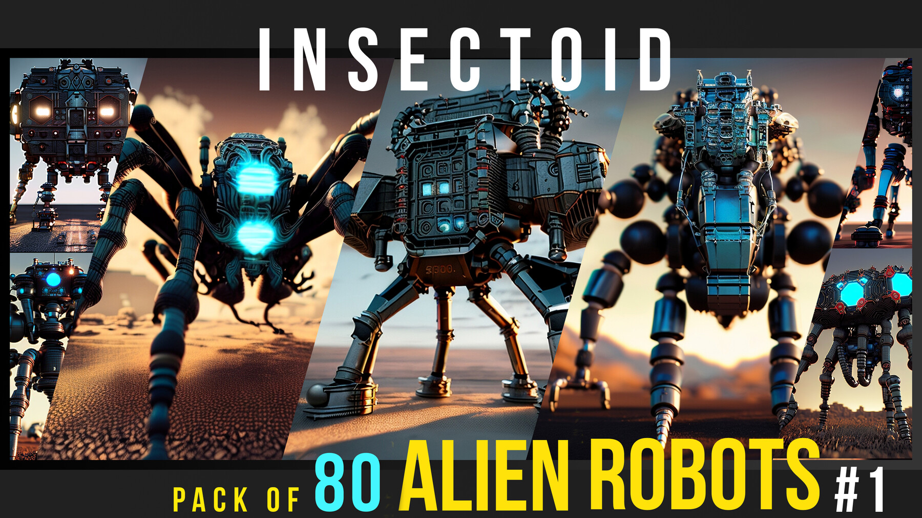 ArtStation - Alien insectoid robots race (pack #1: 80 characters ...