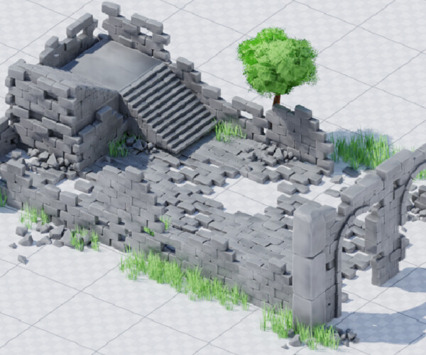 ArtStation - Stylized Castle Ruins Asset Pack ( Meshes ony - FBX / Blender file ) | Game Assets
