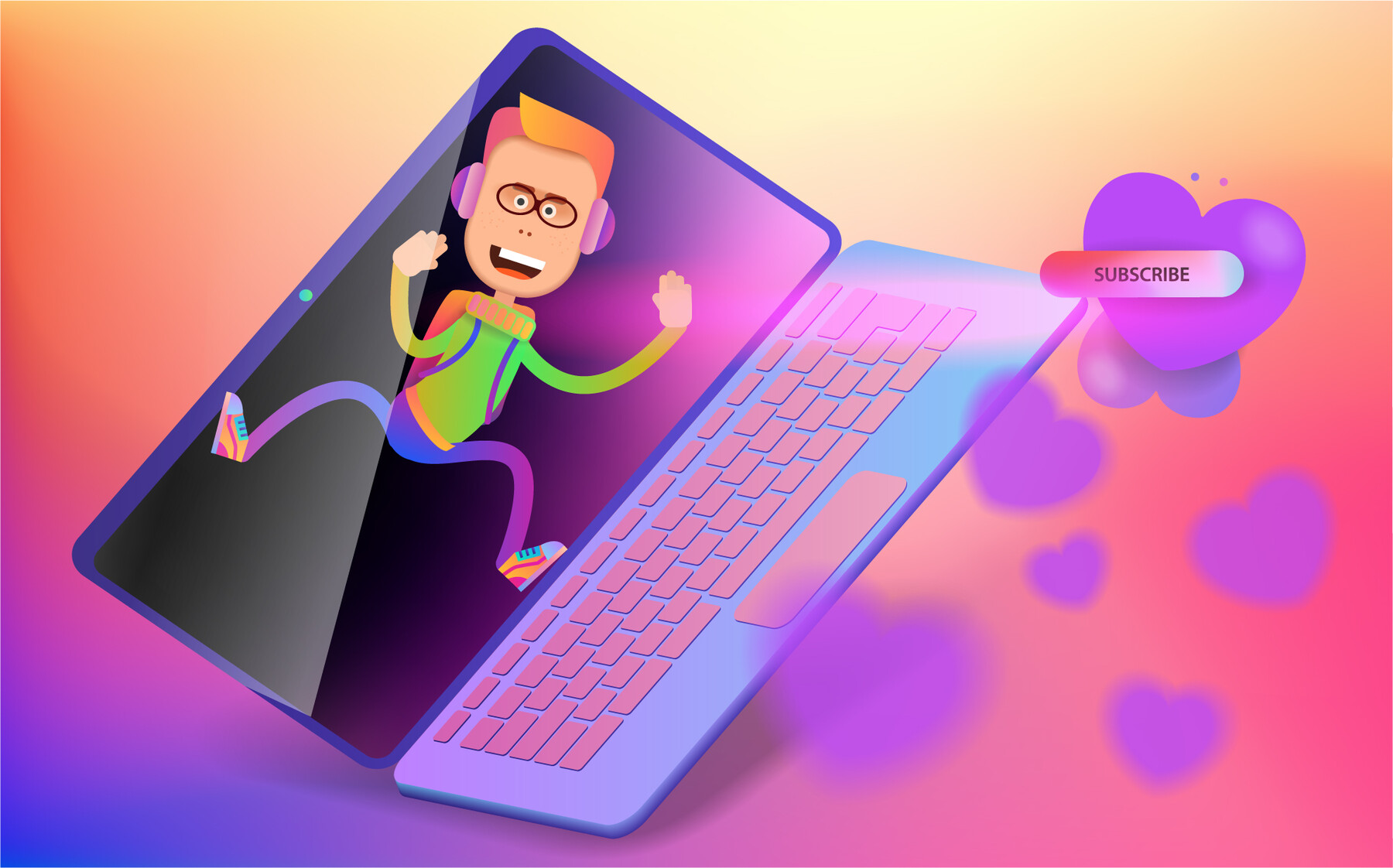 ArtStation - Cartoon boy tries to get out of the laptop screen | Artworks