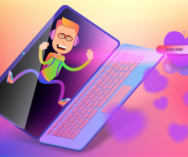 ArtStation - Cartoon boy tries to get out of the laptop screen | Artworks