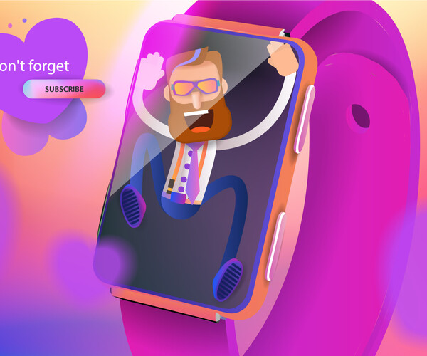 ArtStation - Cartoon man tries to get out of the screen of a smart ...