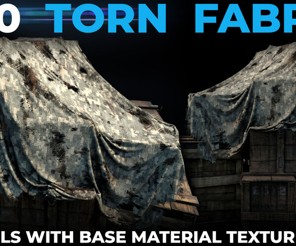 ArtStation - 200 Torn Fabric (Stencils with Base Material/Tutorial/4k ...