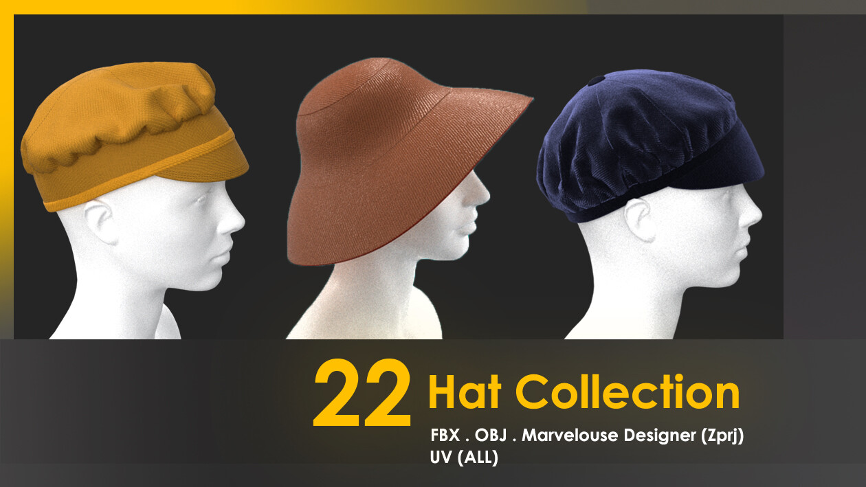 ArtStation - 22 MEN AND WOMEN'S HAT PACK | Game Assets