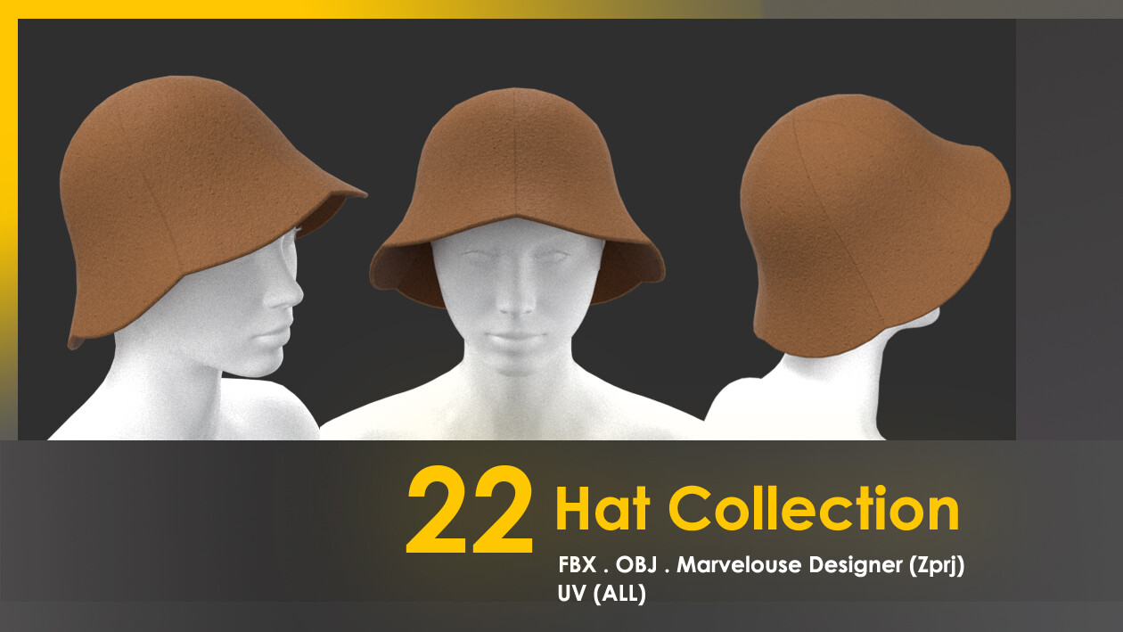 ArtStation - 22 MEN AND WOMEN'S HAT PACK | Game Assets