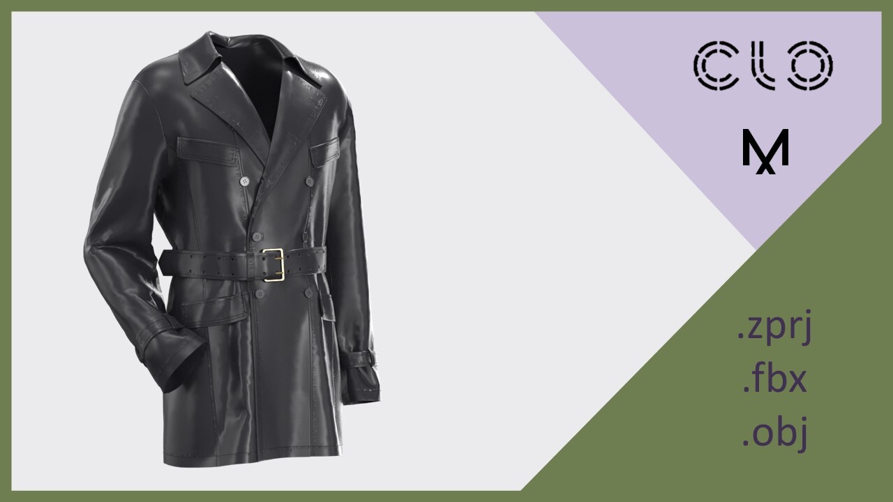 ArtStation - Male raincoat - kommissar jacket (streetwear outfit ...