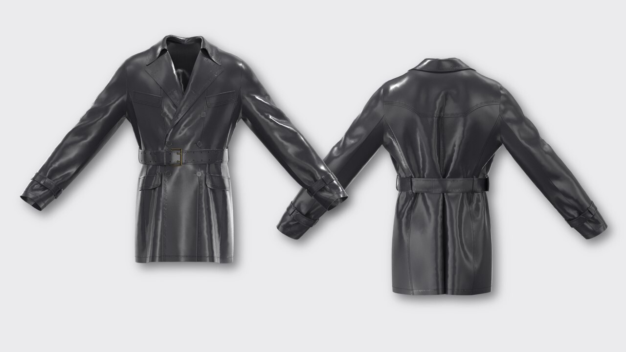 ArtStation - Male raincoat - kommissar jacket (streetwear outfit ...