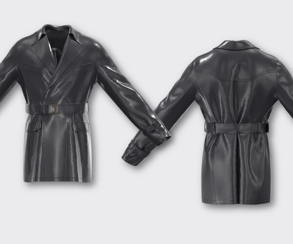 ArtStation - Male raincoat - kommissar jacket (streetwear outfit ...