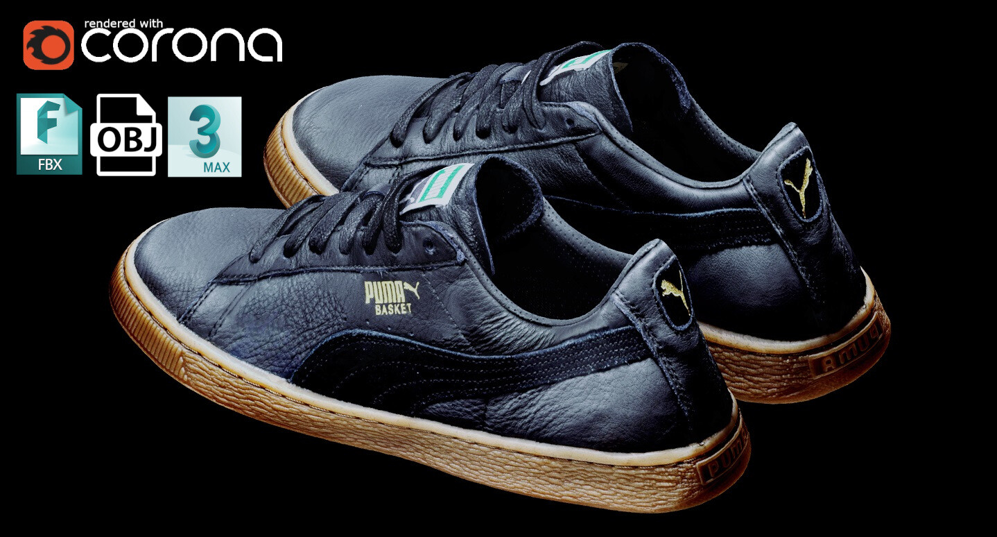 ArtStation - Puma Basket Low Leather Shoes Low-poly | Game Assets