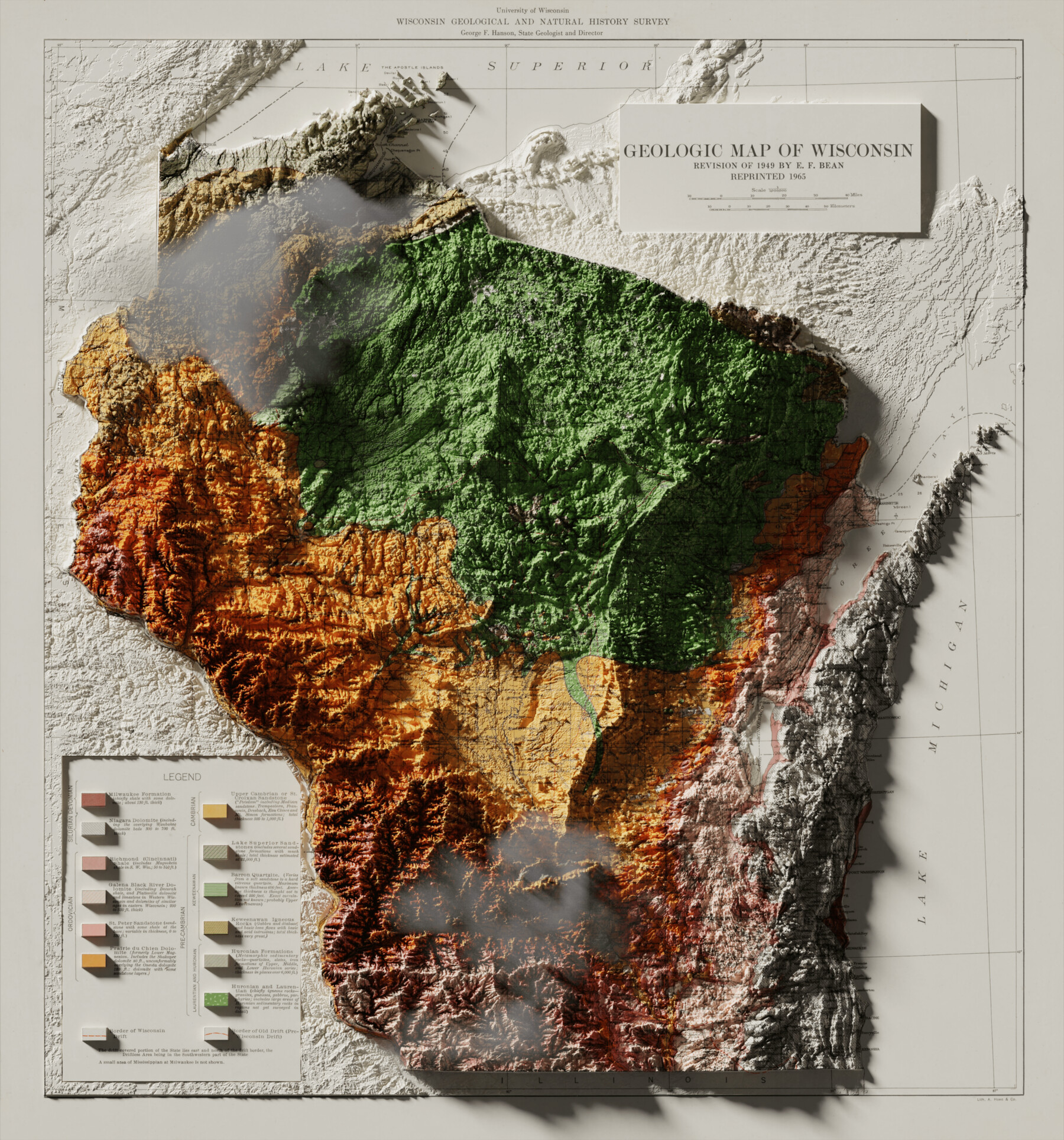 ArtStation - 1965 3D Geologic Map of Wisconsin | Artworks