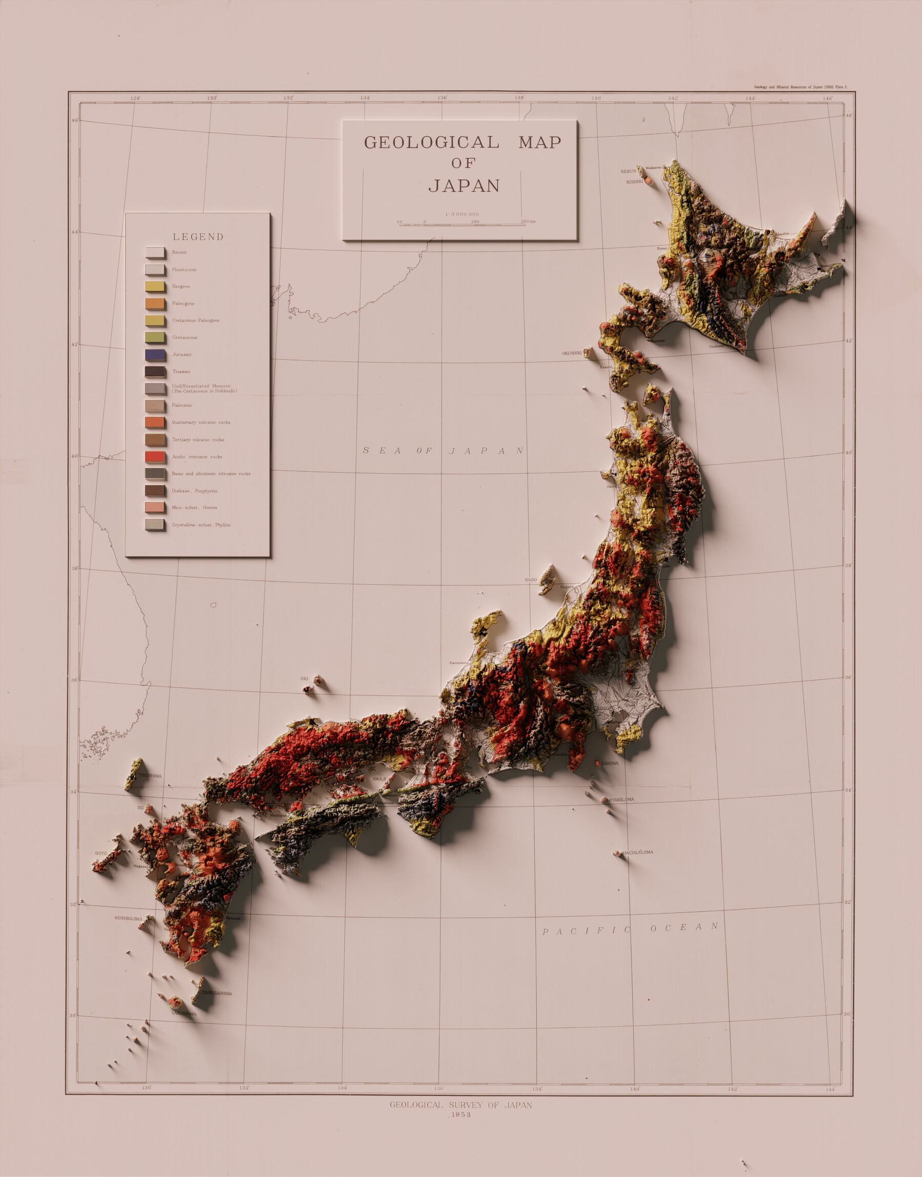 ArtStation - 1953 3D Geological Map of Japan | Artworks