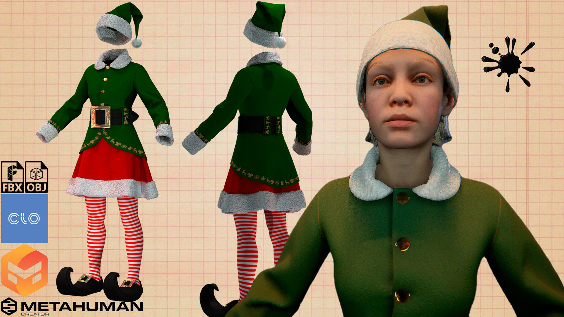 ArtStation - female Santa's elf outfit | Resources