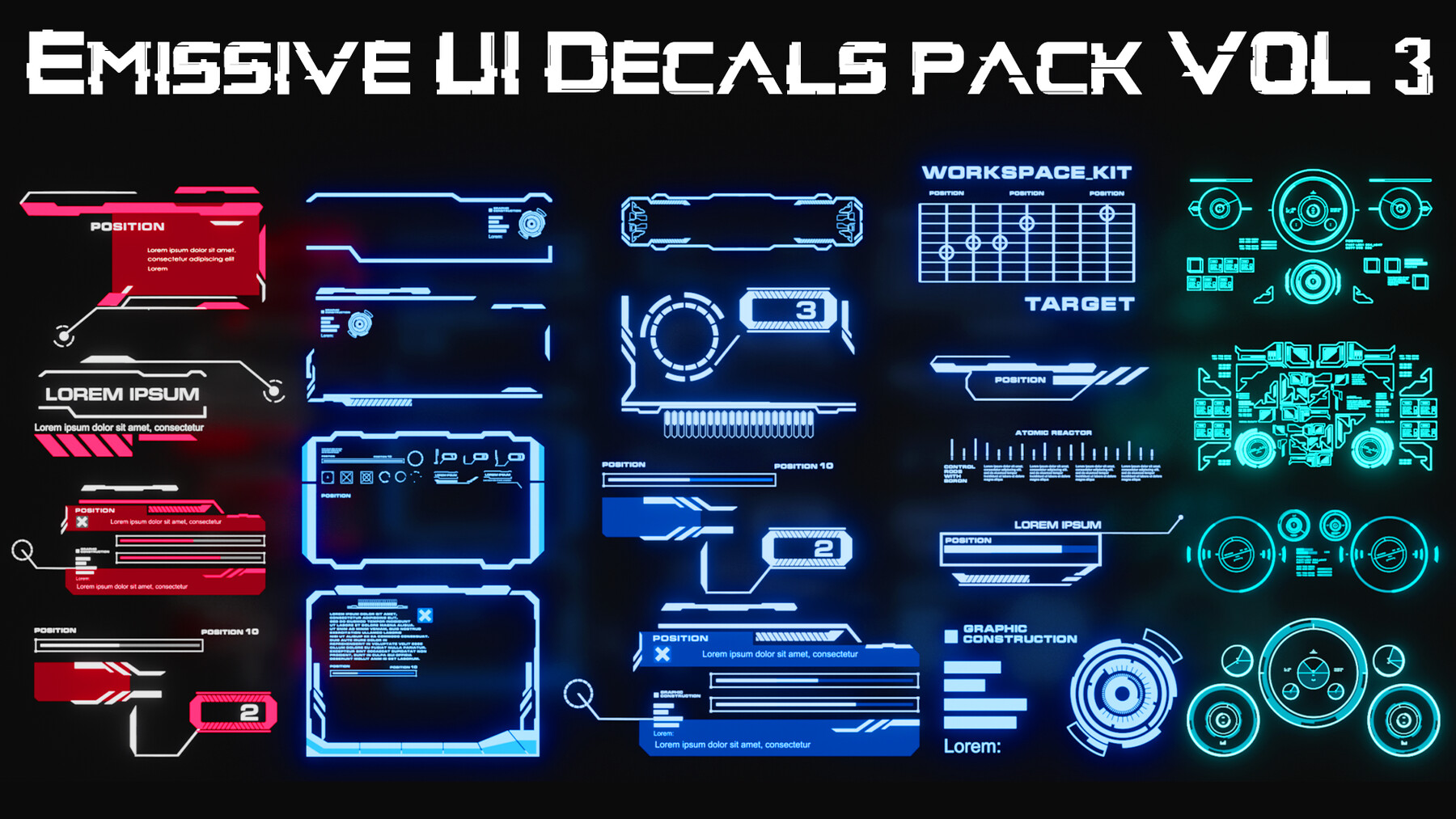 ArtStation - Emissive Ui Decals Pack Vol 3 | Png | Kpack | Decal ...