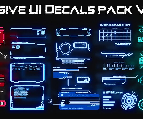 ArtStation - Emissive Ui Decals Pack Vol 3 | Png | Kpack | Decal ...