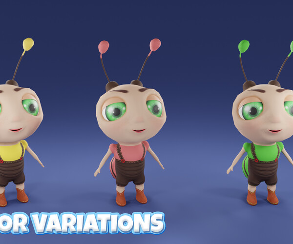 ArtStation - Insects Pack LowPoly Ant Ladybug Bee Characters | Game Assets