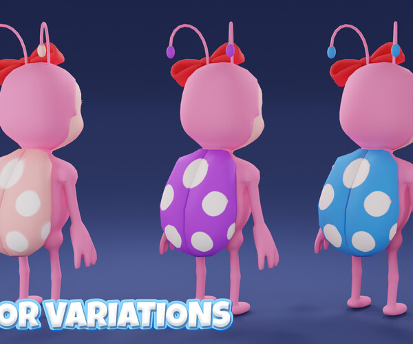 ArtStation - Insects Pack LowPoly Ant Ladybug Bee Characters | Game Assets