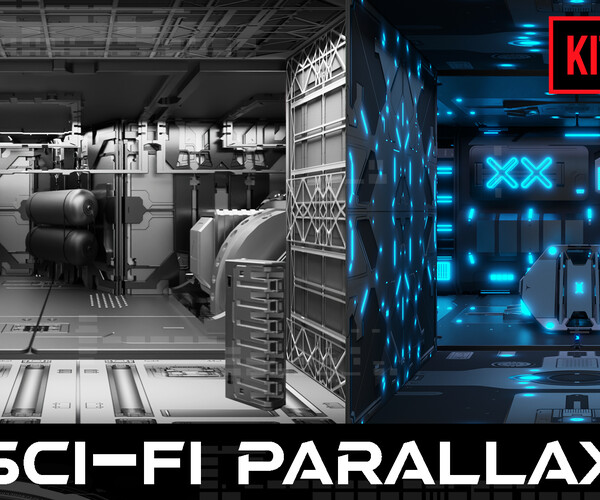 ArtStation - Sci Fi / Cyberpunk Parallax Rooms Library | One Click Interiors | Kpack | Resources