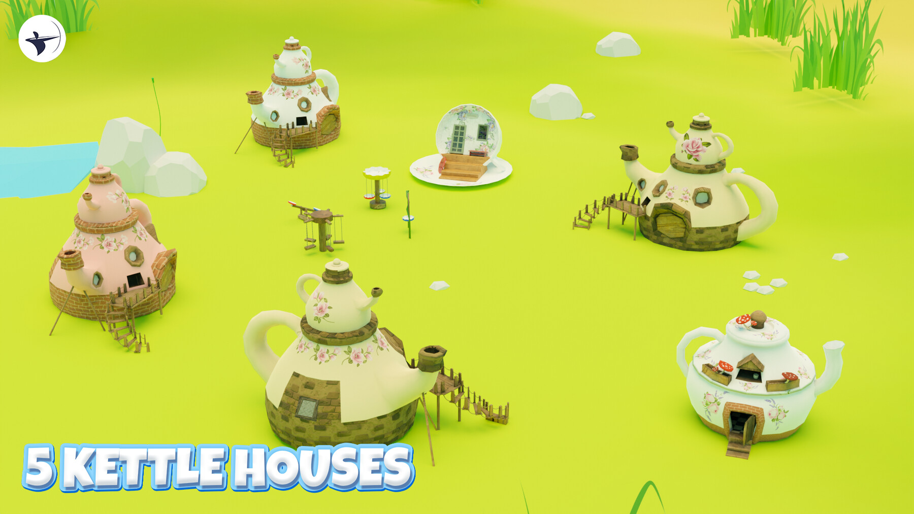 ArtStation - Bugs City - Low Poly Stylized Kettles Pack | Game Assets