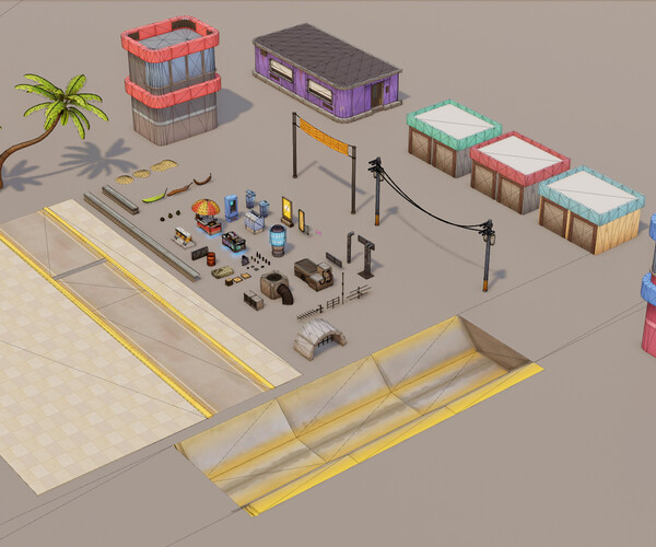 ArtStation - Stylized Cyberpunk City Props [Unity + Unreal] | Game Assets