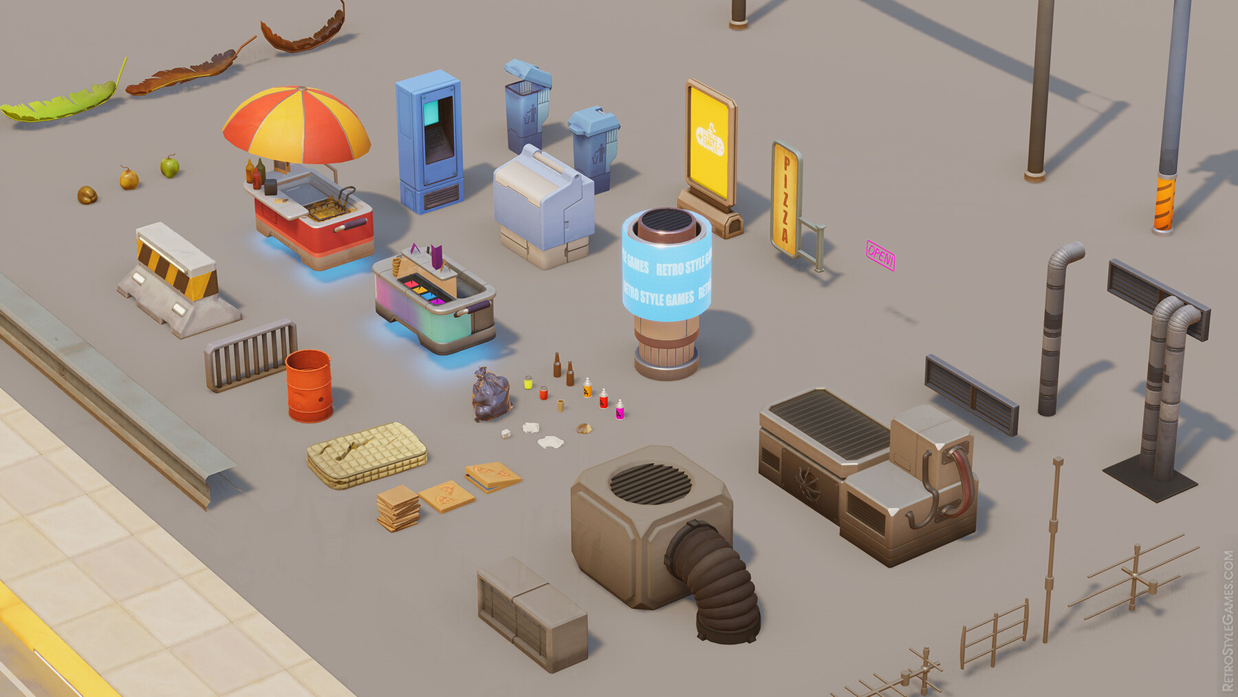 ArtStation - Stylized Cyberpunk City Props [Unity + Unreal] | Game Assets