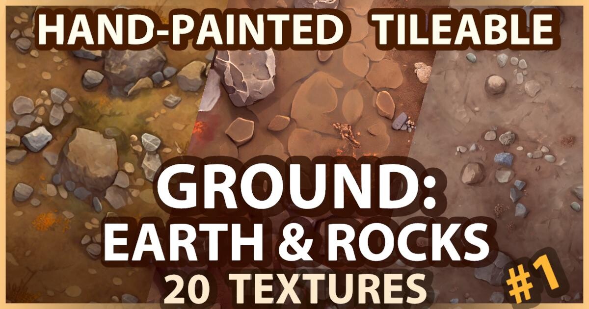 ArtStation - Ground: Earth and Rocks -- 20 TEXTURES -- (Hand-painted, Tileable) #1 | Game Assets